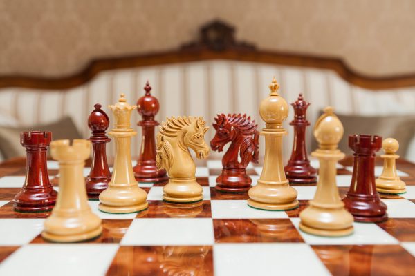 Duke 4.4" Lacquered Luxury Chessmen in Ebony and Padauk