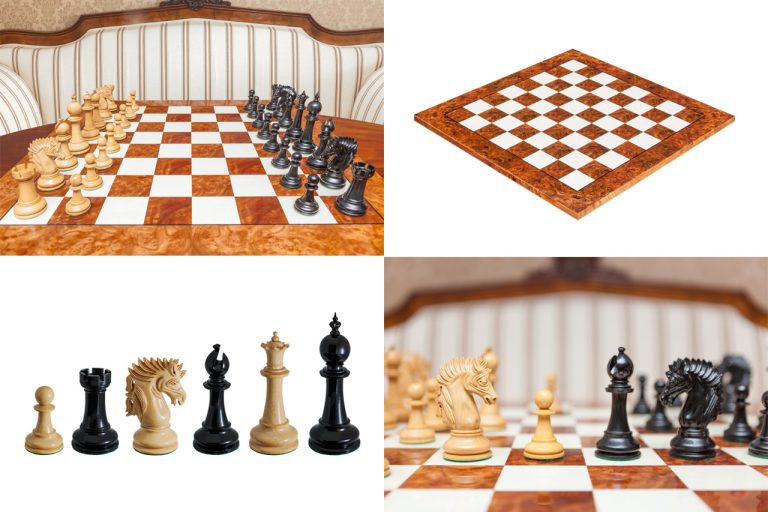 MAHARAJA - 4.4" Chess Set with Root of Elm Board